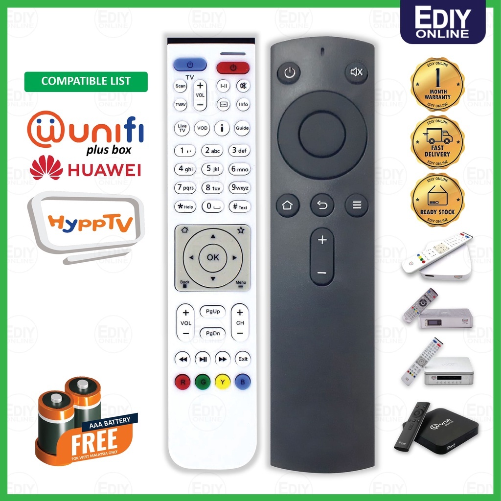 【𝐅𝐑𝐄𝐄 𝐀𝐀𝐀𝐗𝟐】 Remote Control For Unifi TM HyppTV Plus Box EC6106V5 ...