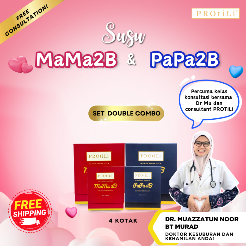 Suami isteri ikhtiar hamil Susu subur Protili (2box MaMa2b + 2box PaPa2B/sebulan) suami isteri ...
