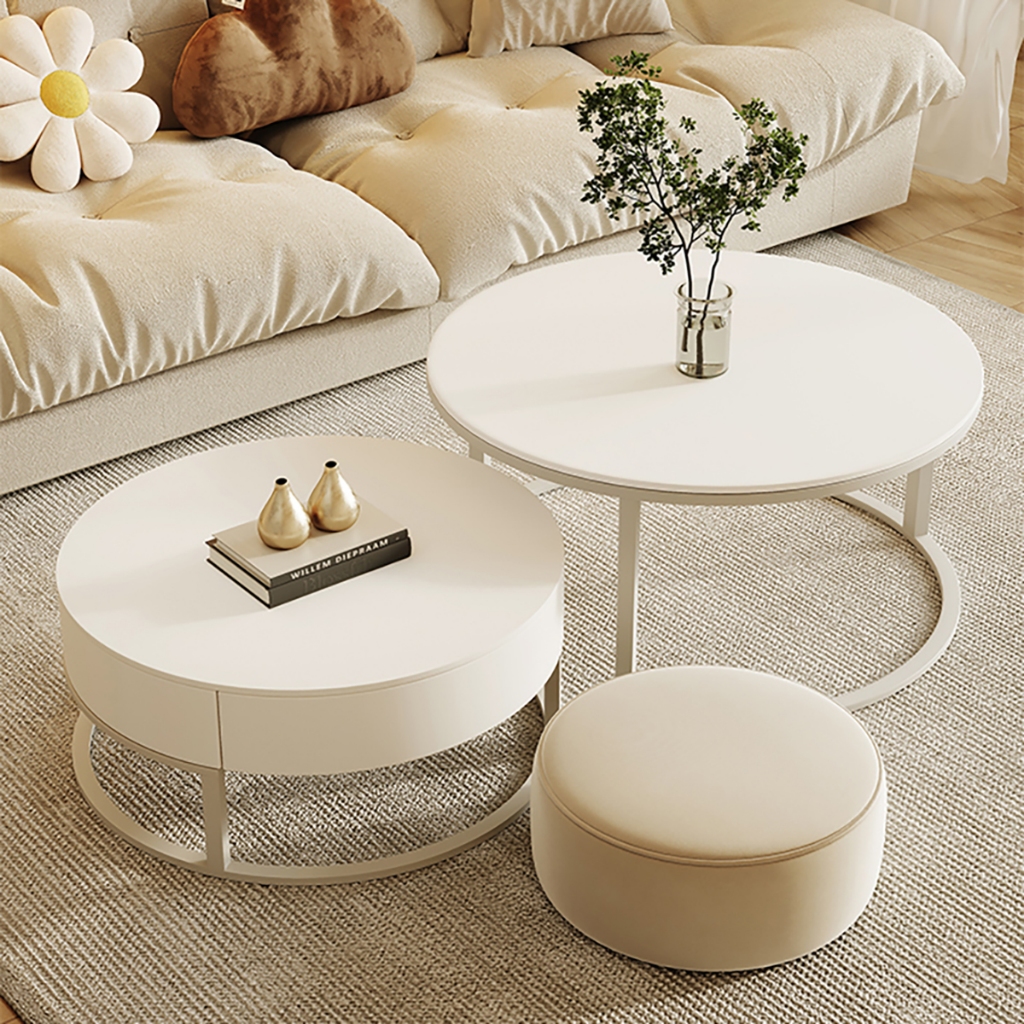 Round Coffee table Glossy Sintered stone Meja kopi/Marble tea table ...