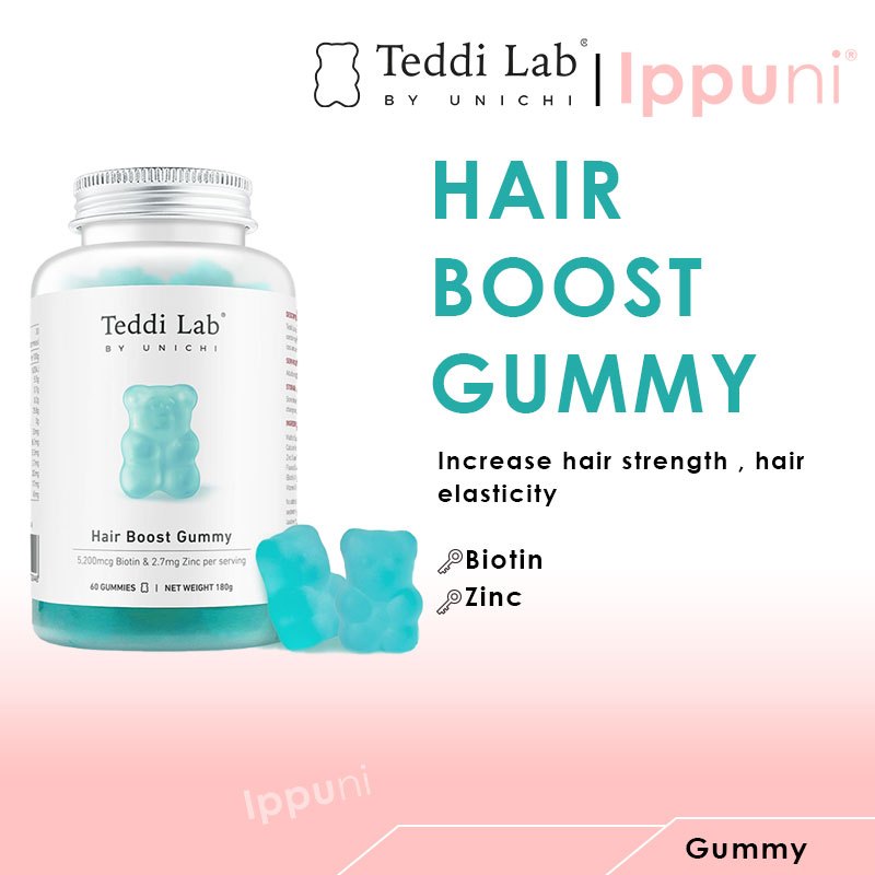 Unichi Teddi Lab Hair Boost Gummy Biotin + Zinc Gummy Sea Salt + Green ...