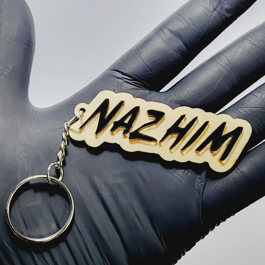 Custom Keychain Name (wood + acrylic clear (black paint) | Shopee Malaysia