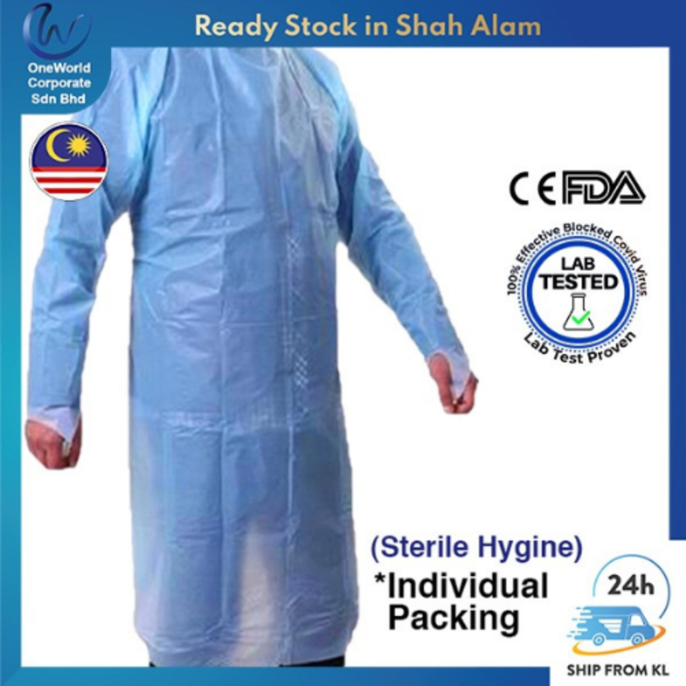 【Surgiplus】Medical CPE Isolation Gown Plastic Apron PPE Suit Individual ...