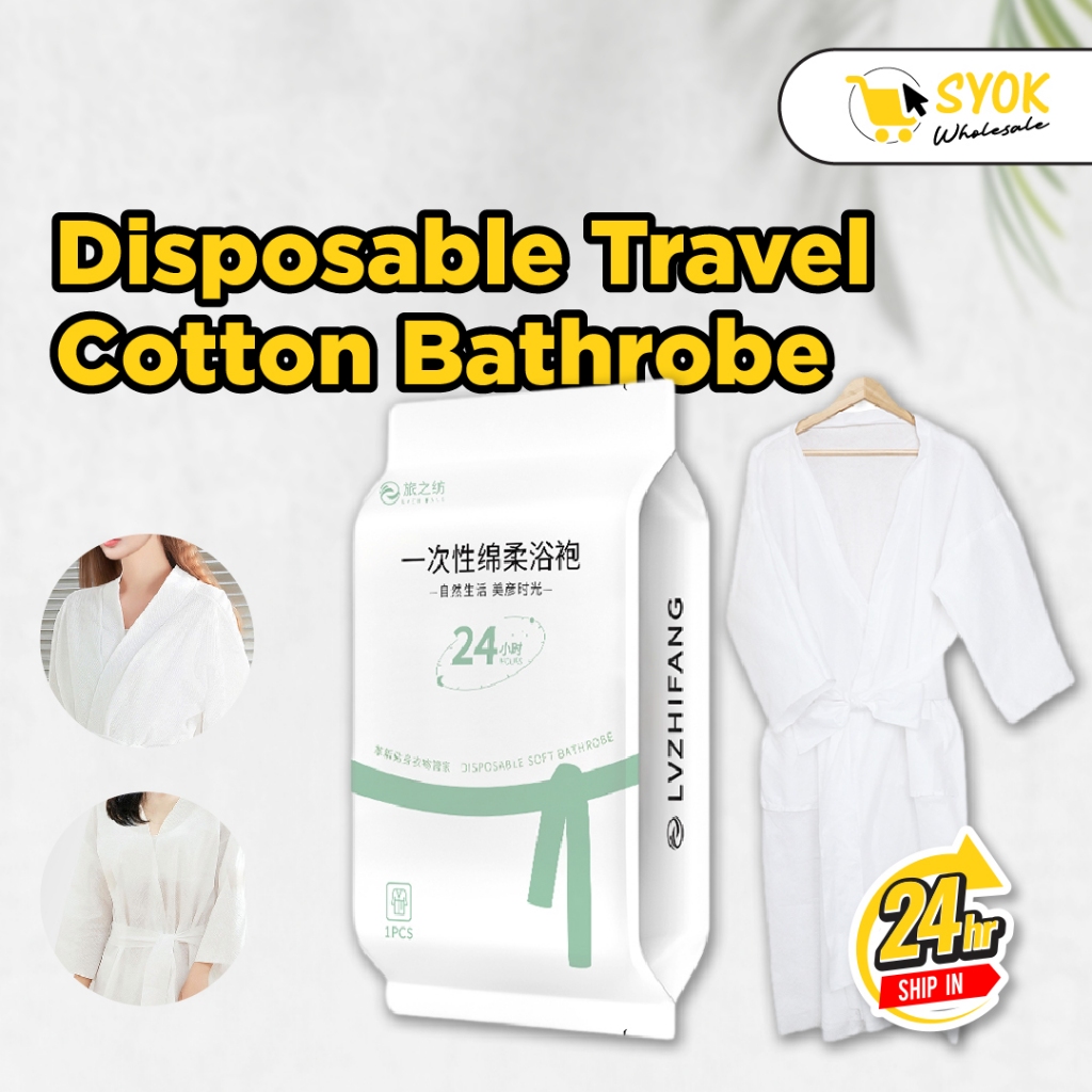 [Disposable Hotel Bathrobe] Travel Cotton Bathrobe Spa Sauna Sleepwear ...