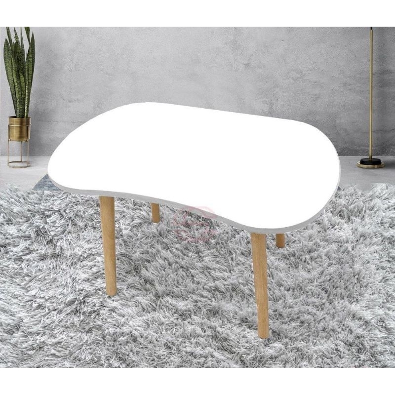 Scandinavia Bean Shape Curve Sofa Side Magazine Coffee Table + Natural ...