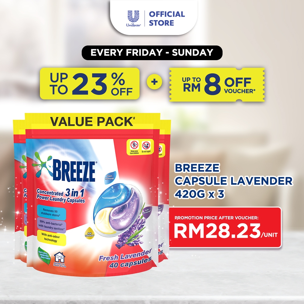 Breeze 3 In 1 Capsules Pouch Fresh Lavender (420g x 3) | Shopee Malaysia