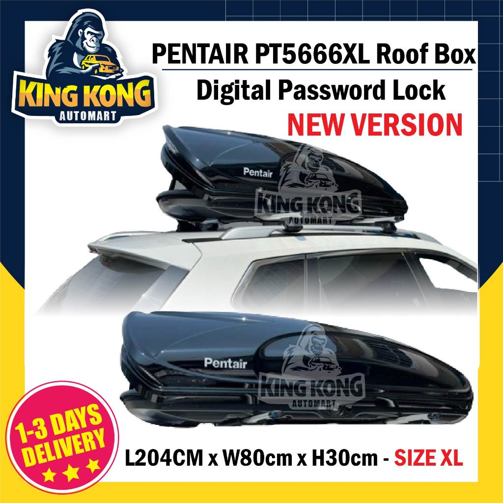 Pentair Roofbox PT5666 Slim Glossy Roof box Storage With Roof Rack (XL ...