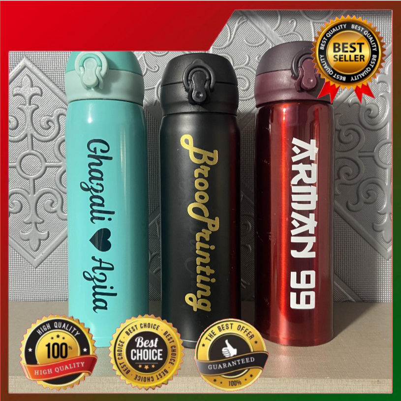 STICKER THERMOS || CUSTOM NAME || THERMOS 500ML | Shopee Malaysia