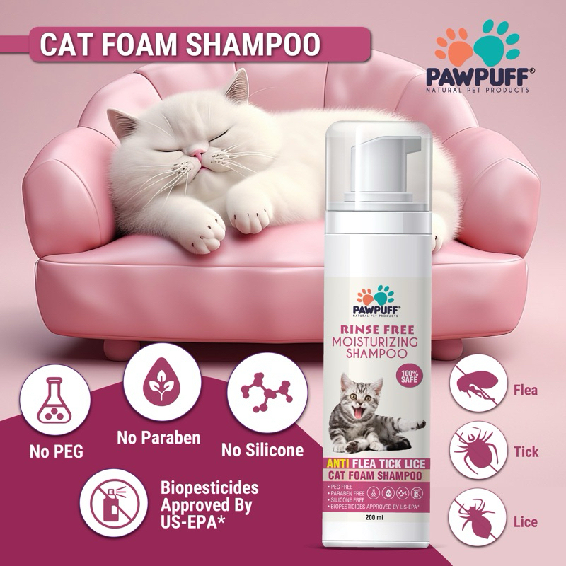 PAW PUFF RINSE FREE CAT FOAM SHAMPOO 200ML | Shopee Malaysia