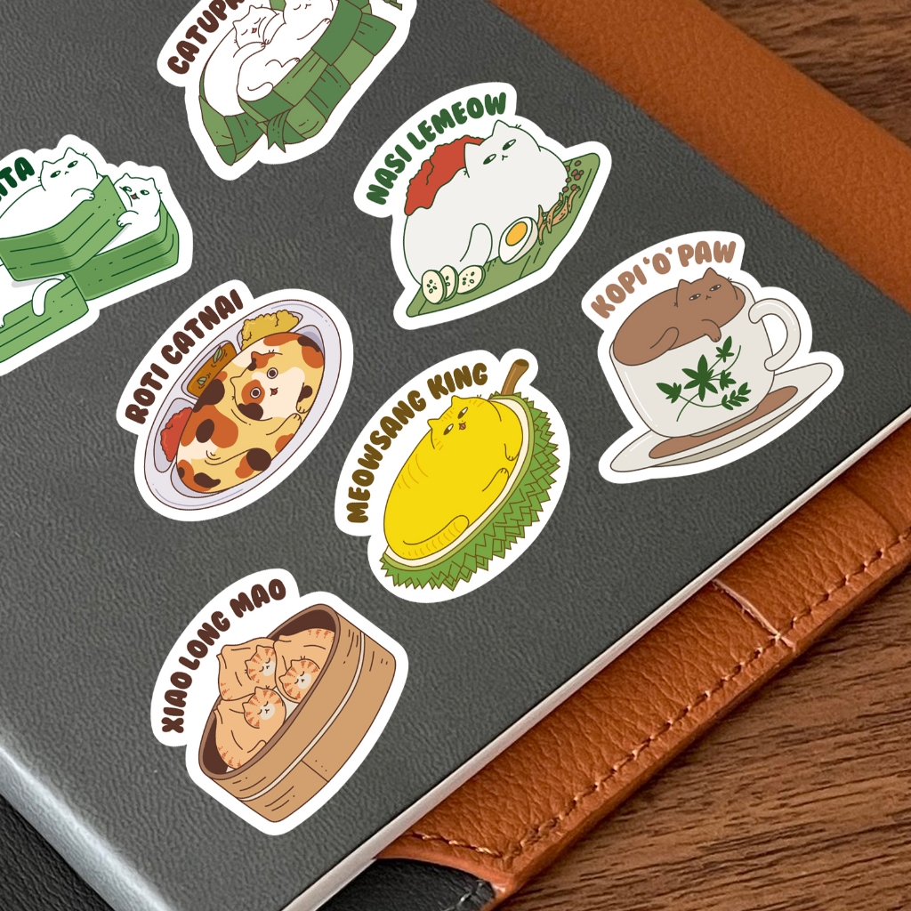 Sticker Pack(8 pcs) - Meowlaysian Food / Cat Stickers | Shopee Malaysia