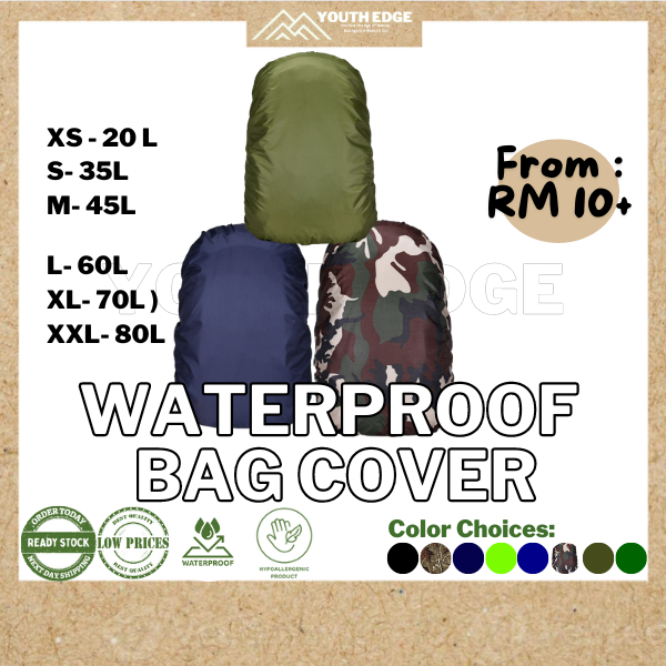 【Waterproof Bag Cover】 Outdoor Camping Hiking Backpack Rain Hujan Cover ...