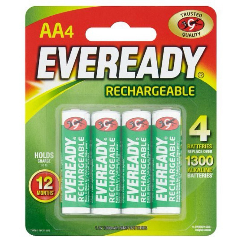 Official Eveready Rechargeable Batteries AA 4pcs/pk 1300mAh/AA2pcs | Shopee Malaysia