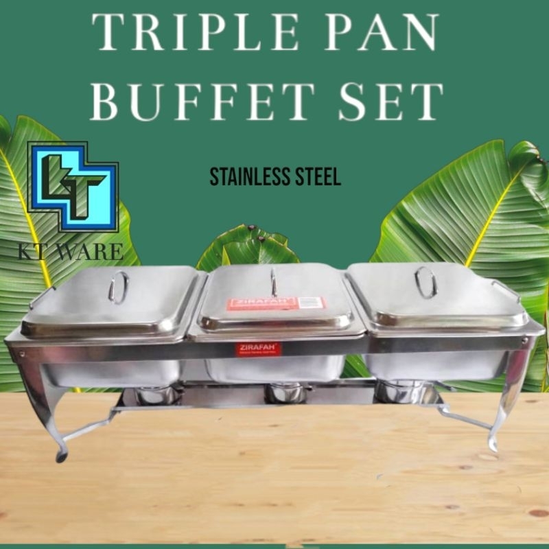 KT WARE ZIRAFAH TRIPLE FOOD PAN CHAFING DISH 3636 BERKAS LAUK CATERING ...