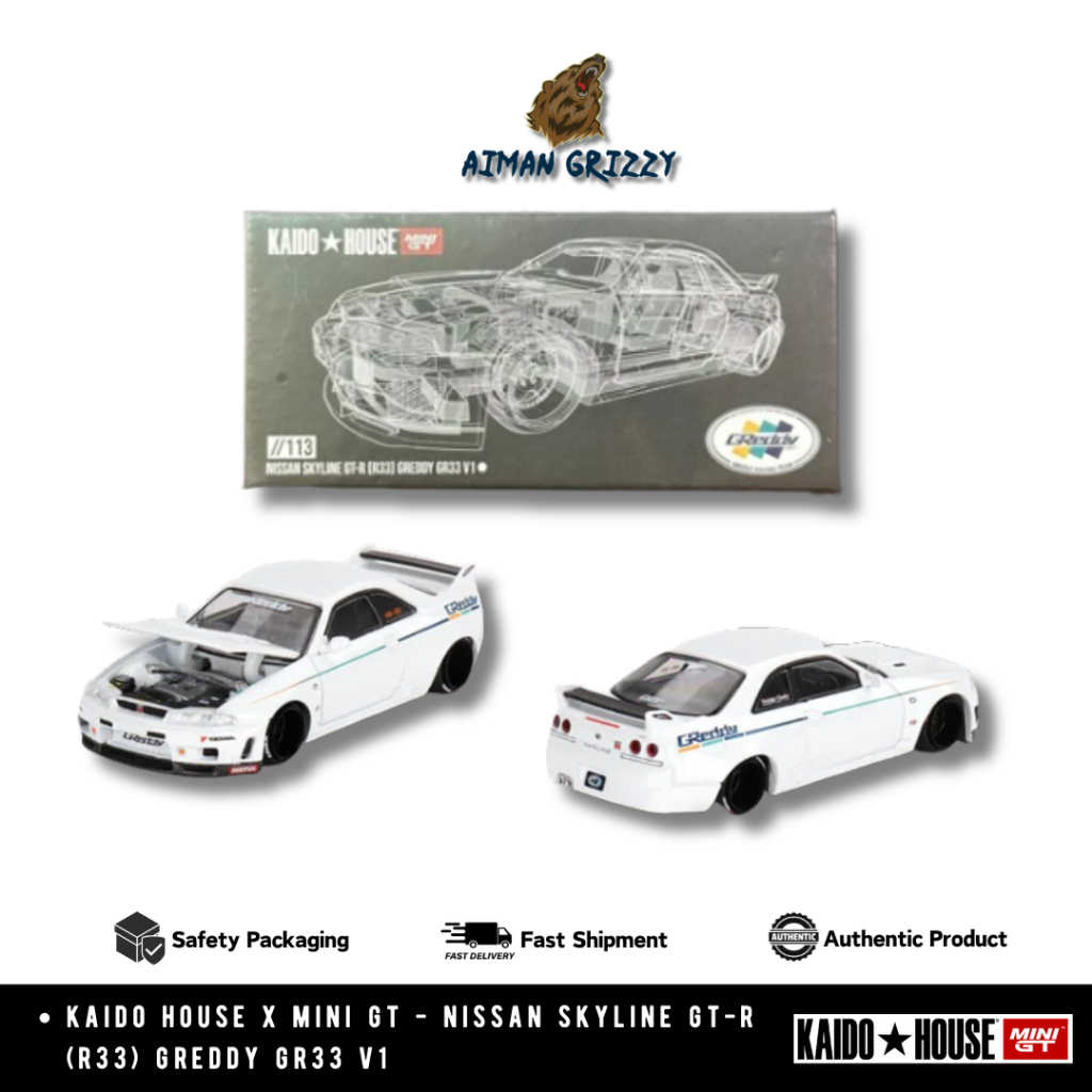 Kaido House x Mini GT #113 Nissan Skyline GT-R (R33) Greddy GR33 v1 ...