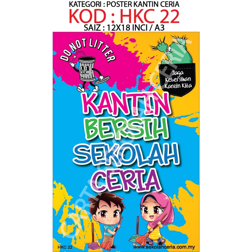 🏃1 DAYSHIP🏃 JIMAT! Poster Kantin Ceria A3 BM (Gp2) / Bahan Bantuan ...