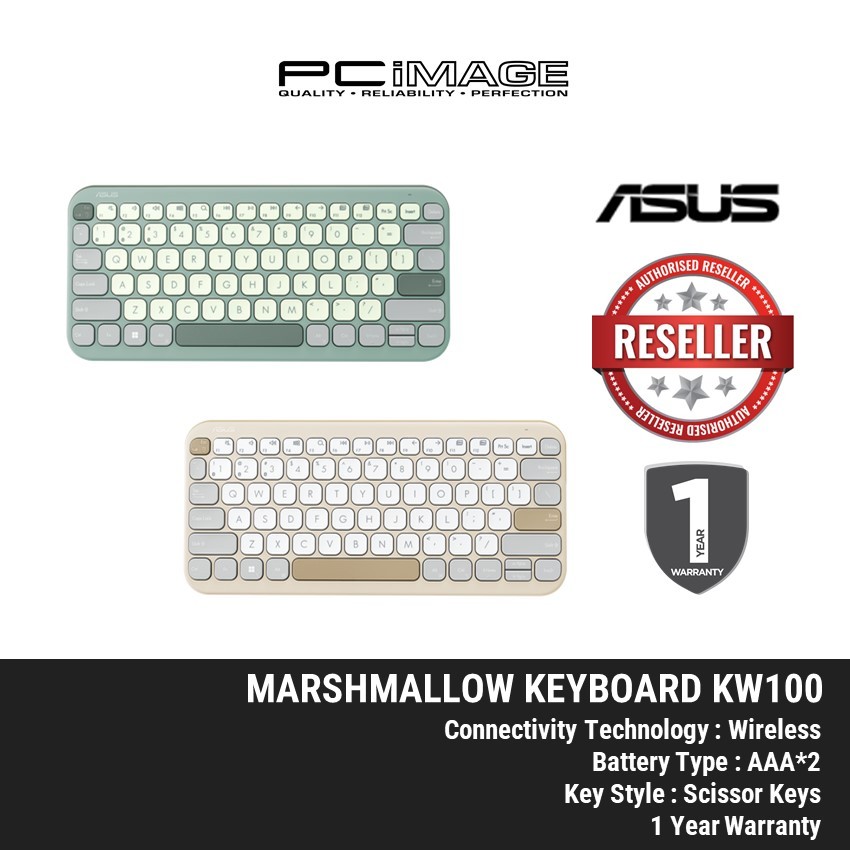 ASUS KW100 WIRELESS KEYBOARD ADJUSTABLE KICKSTANDS LOW NOISE KEYSTROKE ...