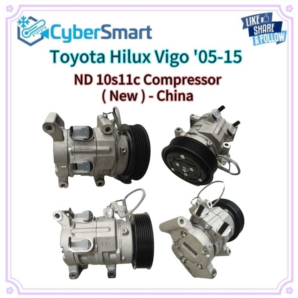 TOYOTA HILUX VIGO '2005-15 DENSO 7PK (10S11C) COMPRESSOR (NEW)-CHINA ...