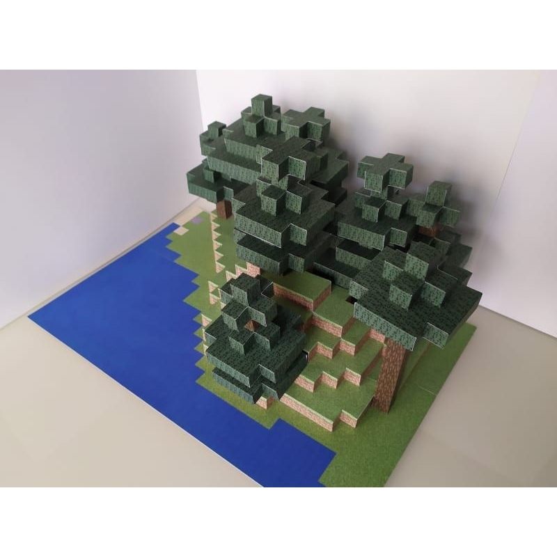 Papercraft Puzzle Minecraft Village On The River 3D Model Part 3 ...