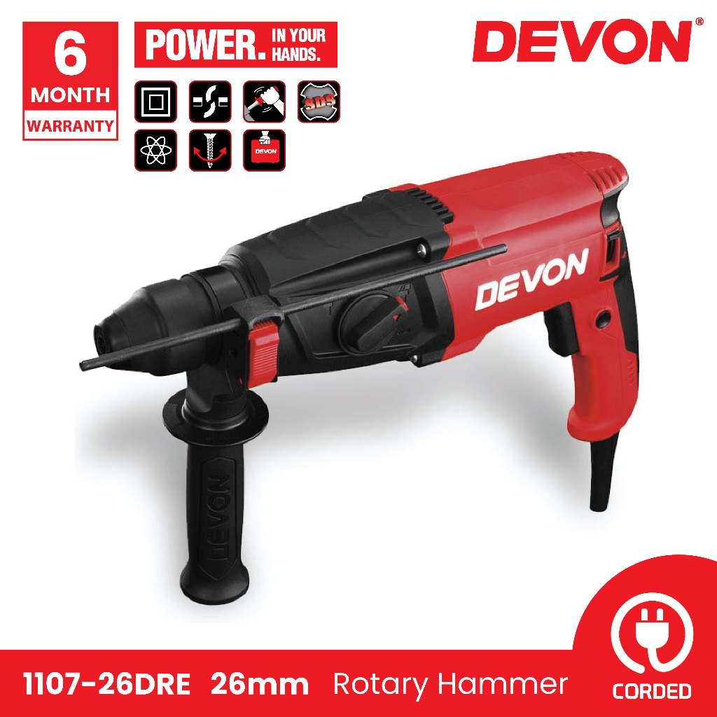 DEVON 1107-26DRE 800W Rotary Hammer 26mm | Shopee Malaysia