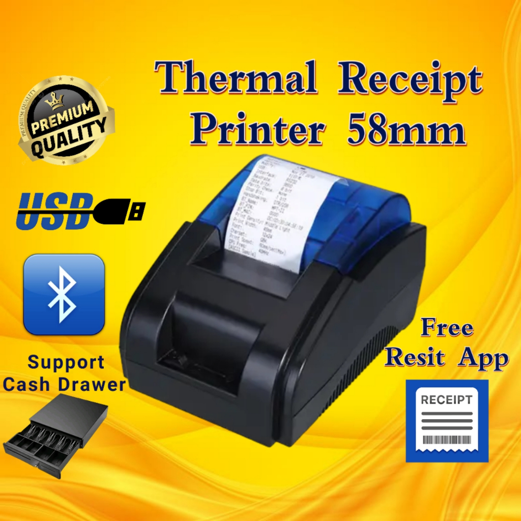 58D - 58mm Thermal Bluetooth Usb Receipt Printer Support Cash Drawer ...