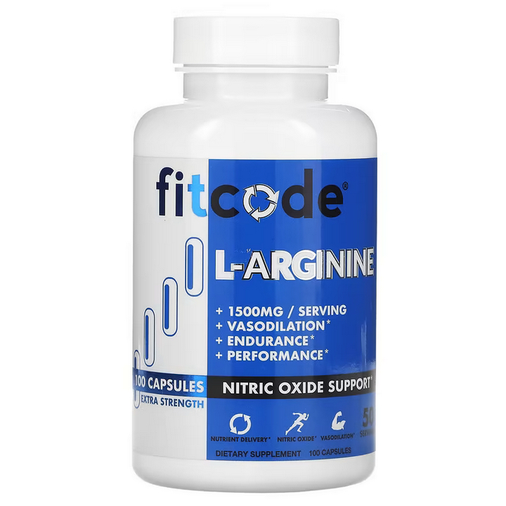 fitcode, L-Arginine, Extra Strength, 1,500 mg, 100 Capsules (750 mg per Capsule) | Shopee Malaysia