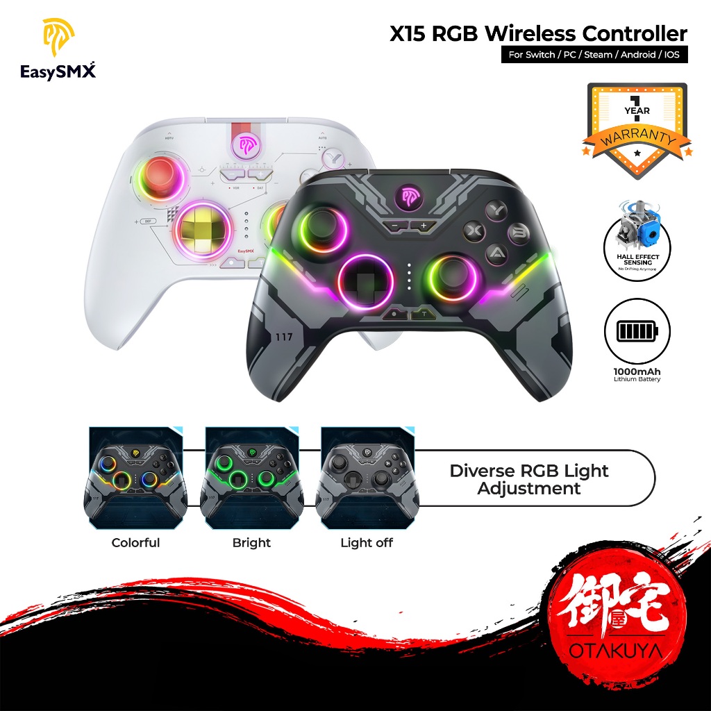 EasySMX X15 RGB Bluetooth/Wired/ 2.4G Controller With Hall Effect Joystick Trigger | Shopee Malaysia