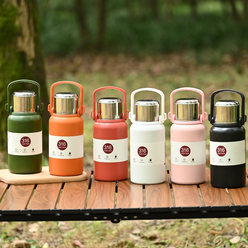SUS 316 Stainless Steel Bottle Themos Vacuum Flask Tumbler With Handle ...