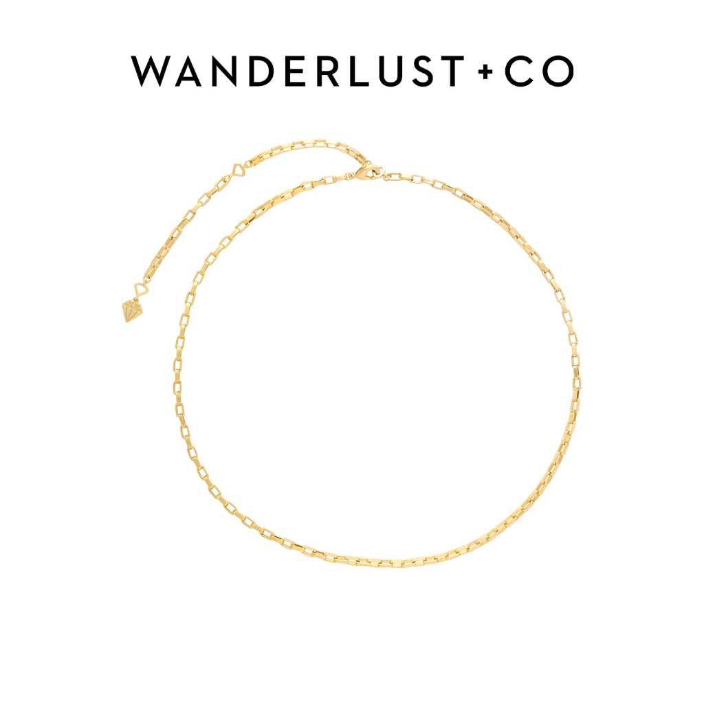 Wanderlust + Co Alaia Box Chain Gold Necklace 14K Gold Plated Jewelry ...