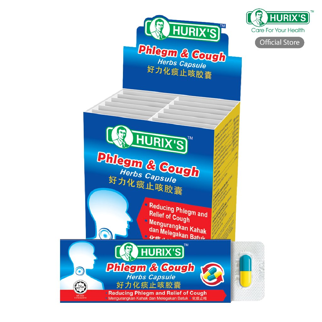 HURIX'S Phlegm & Cough Herbs Capsule (6's x 12) | Shopee Malaysia