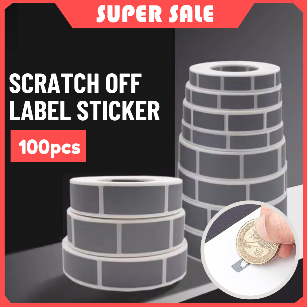 100Pcs Adhesive Scratch Off Sticker Silver Rectangle Scratch Off Card ...