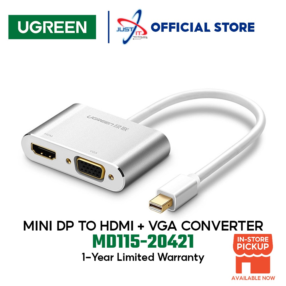 UGREEN MD115 MINI DP TO HDMI + VGA CONVERTER (MD115-20421) | Shopee ...