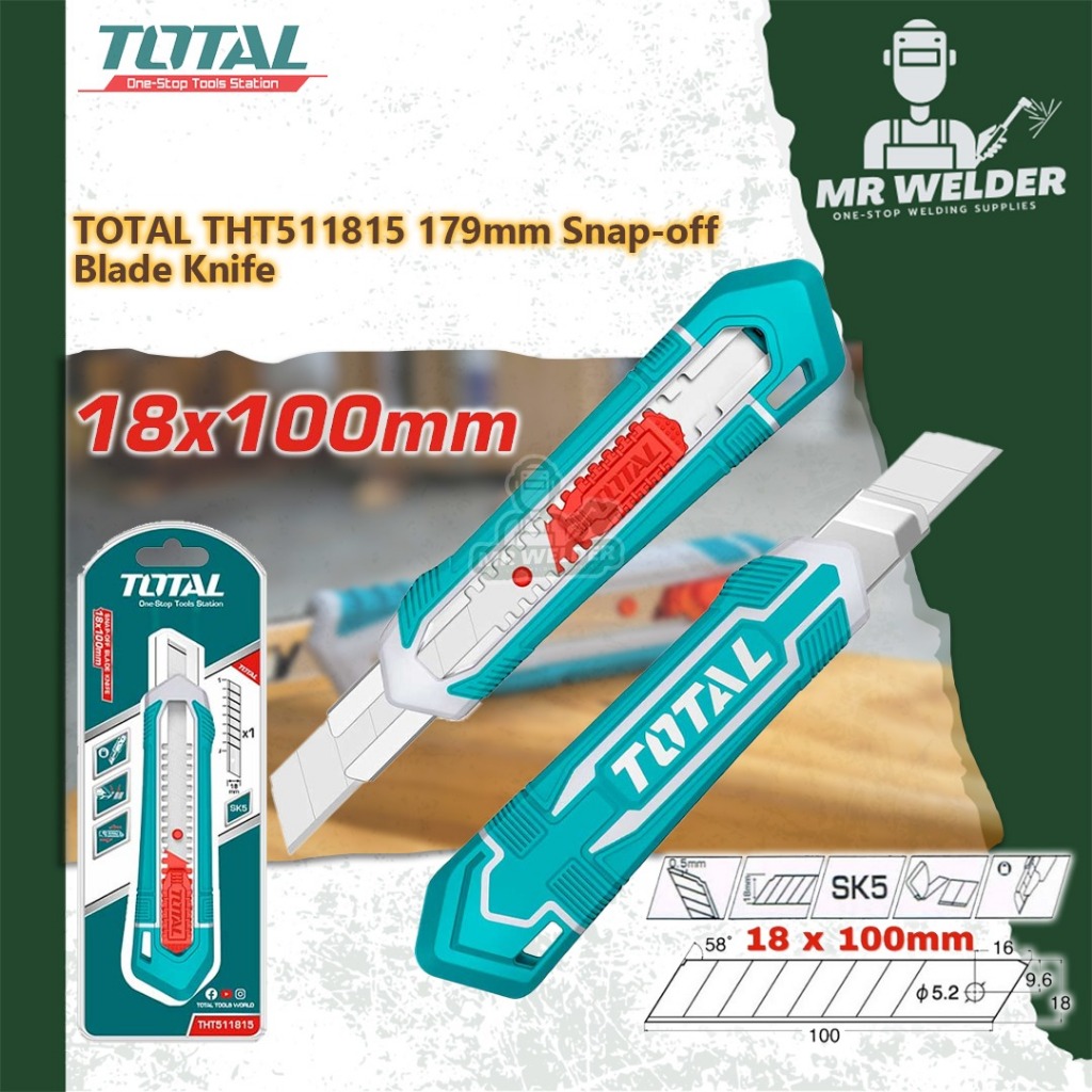 Total Snap Off Blade Knife THT511815 173mm Snap-off Blade Knife / DIY ...