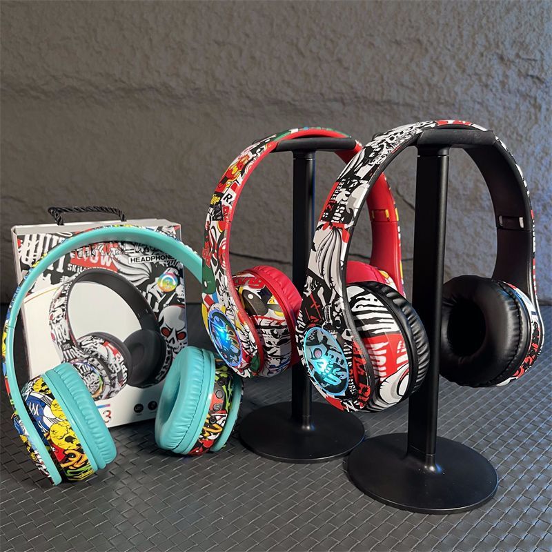 Hip-hop Graffiti Wireless Bluetooth Headset Sound Isolation and Noise ...
