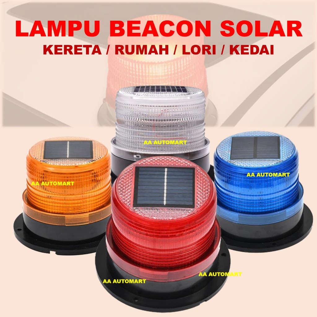 LED LAMP SOLAR ENERGY BEACON LIGHT LED WARNING LIGHT LED YELLOW 12V-24V ...