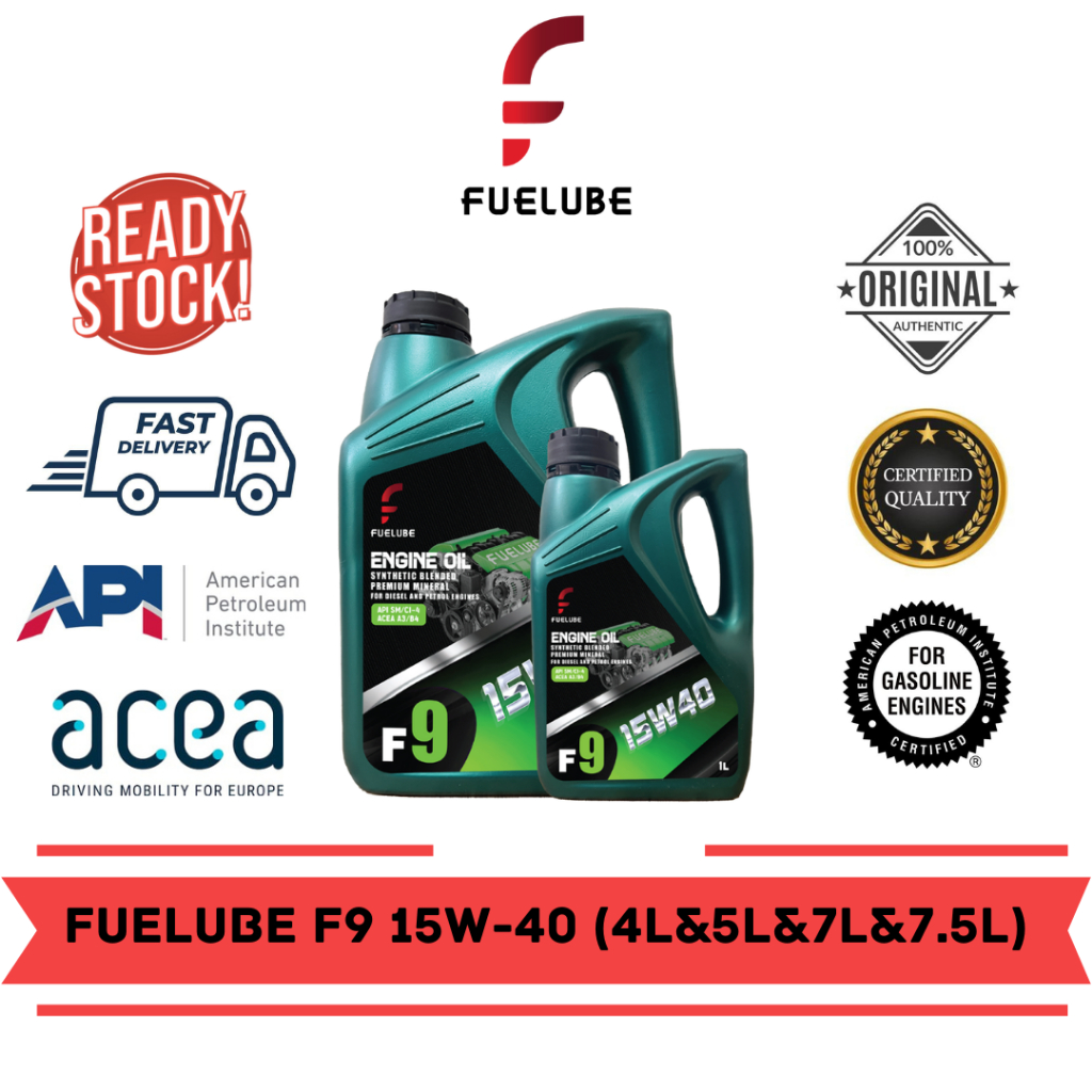 Fuelube F9 15W-40 - Premium Mineral Engine Oil (4L&5L&7L&7.5L) | Shopee ...