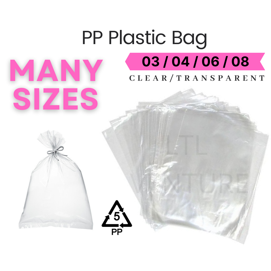 03/04/06/08 PP Plastic Bag 2KG Clear/Transparent/Plastik Jernih/Lutsinar/Bakery/Food/Thick Large ...