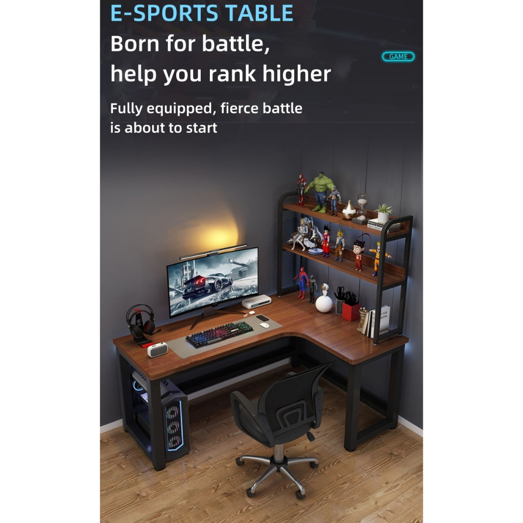 Solid wood corner computer desk desktop L-shaped double long desk home ...