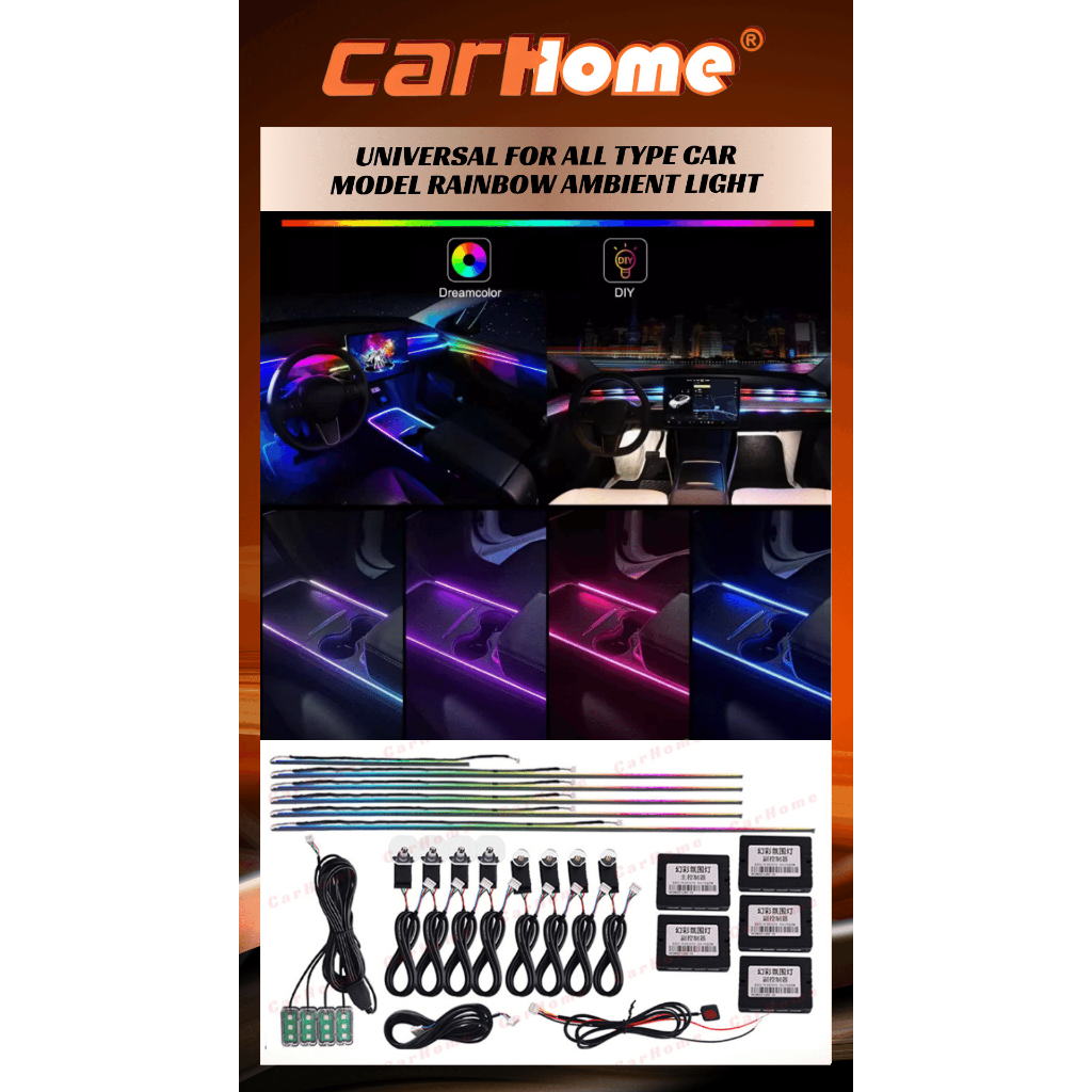 Universal For All Vehicle Model 18 in 1 Rainbow RGB LED Car Ambient ...