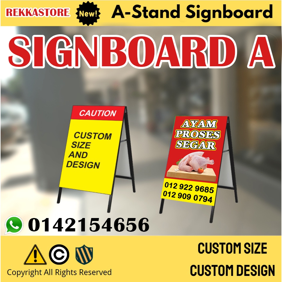 A type stand Signboard penanda arah kedai Online design mudah alih ...