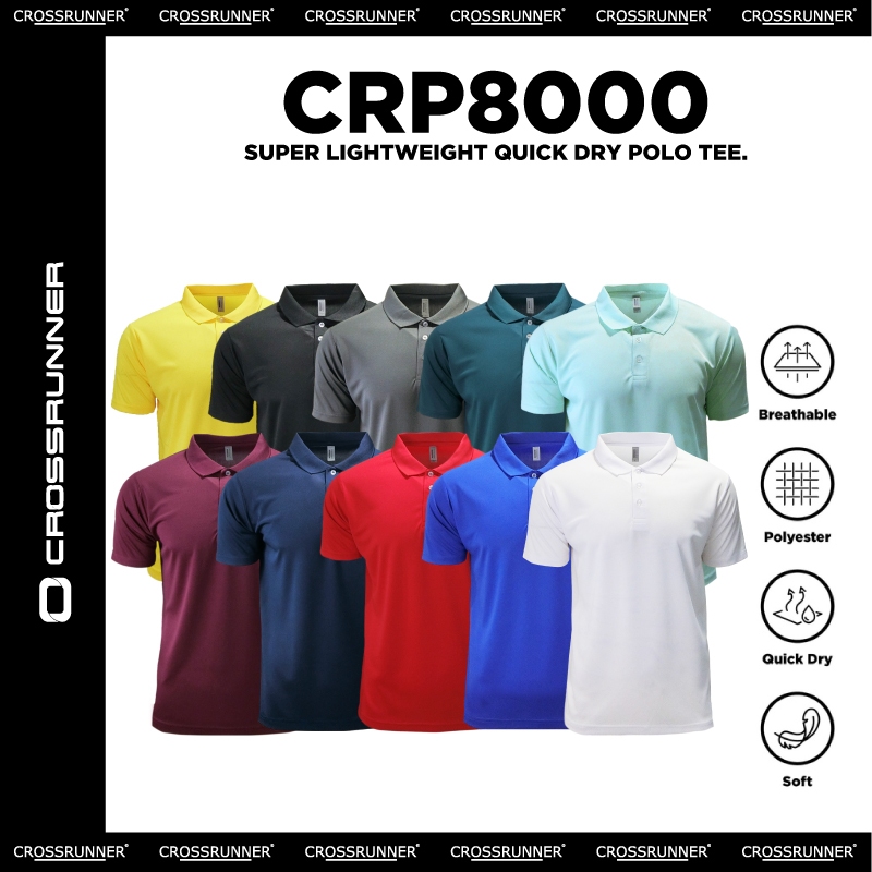 Crossrunner DRYtec Microfiber Quick Dry Polo T-Shirt Unisex 150gsm ...