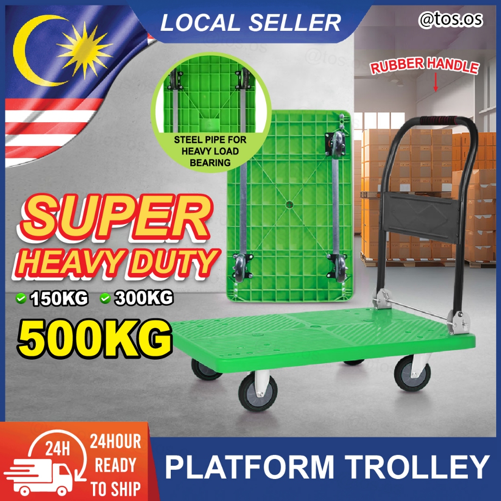 Super Heavy Duty Foldable Handle Platform Trolley 360° Rotation Wheel ...
