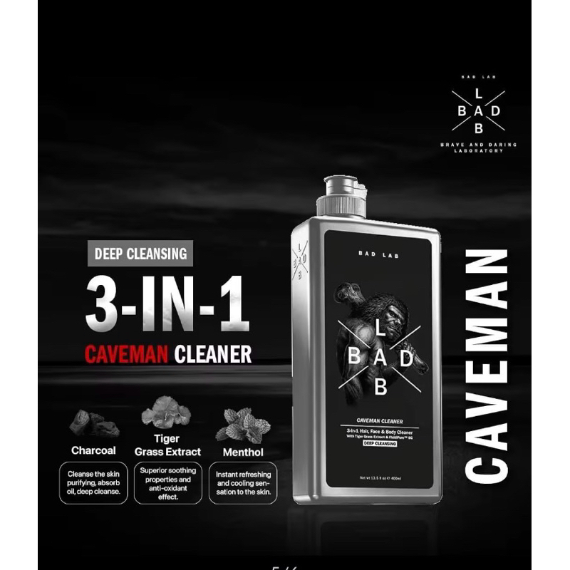 Bad Lab Caveman Cleaner 3 In 1 Hair, Face & Body Cleaner (400ml) - Deep ...