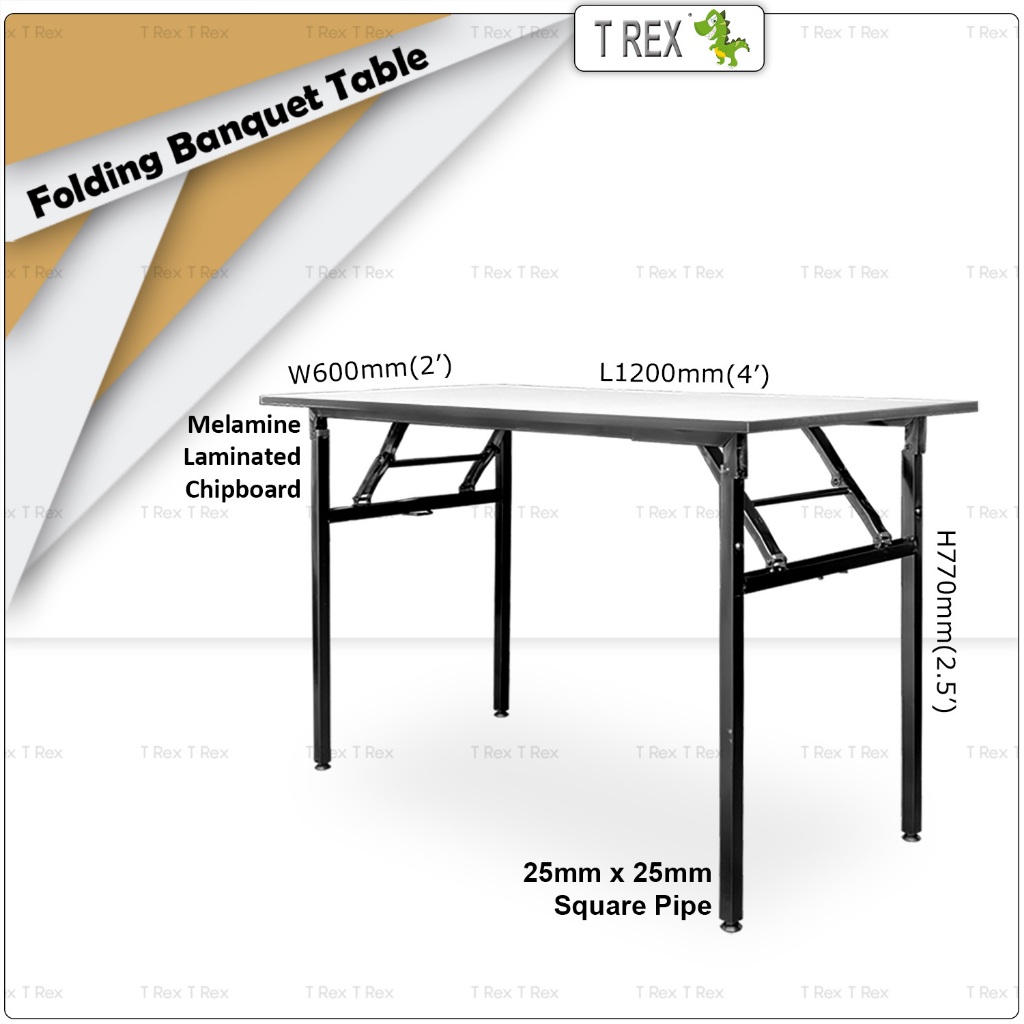 3V®️ 2'x4' Meja Lipat / Meja Makan / Foldable Banquet Table w Melamine ...