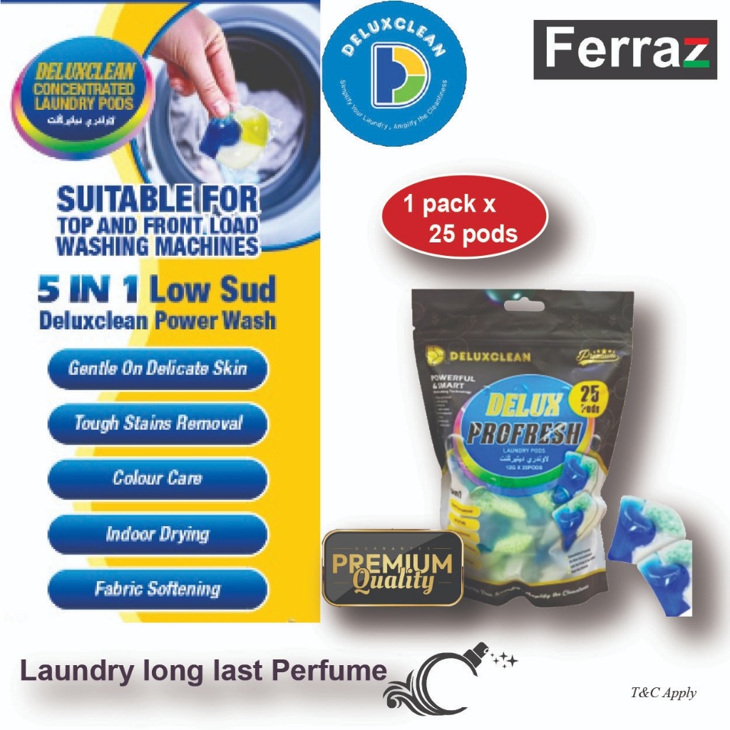 Deluxclean ProFresh 5in1 Super Laundry Capsule Pods (25pcs x 12g ...