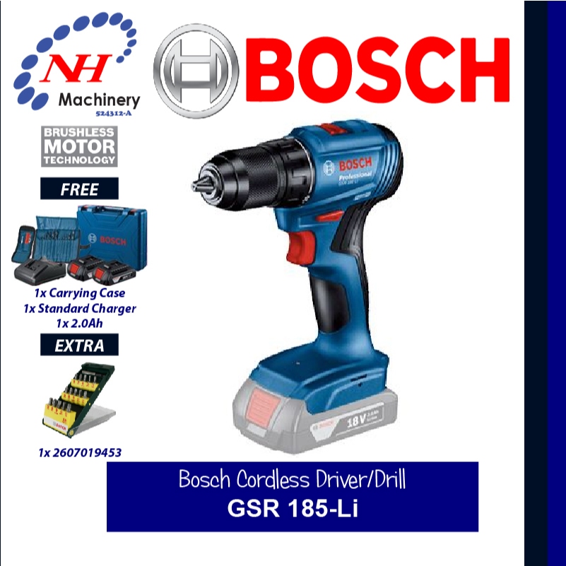 BOSCH GSR 185-LI - CORDLESS DRILL/DRIVER (BRUSHLESS) | Shopee Malaysia