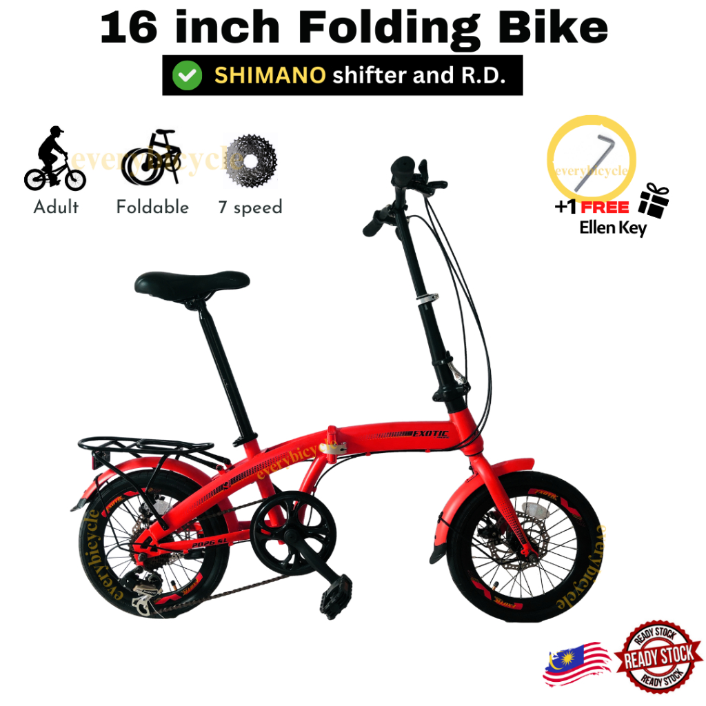 Folding Bike SHIMANO 16 inch Basikal Folding 7 Speed Ready Stock 16 ET-2026SL Sport Dewasa Adult ...