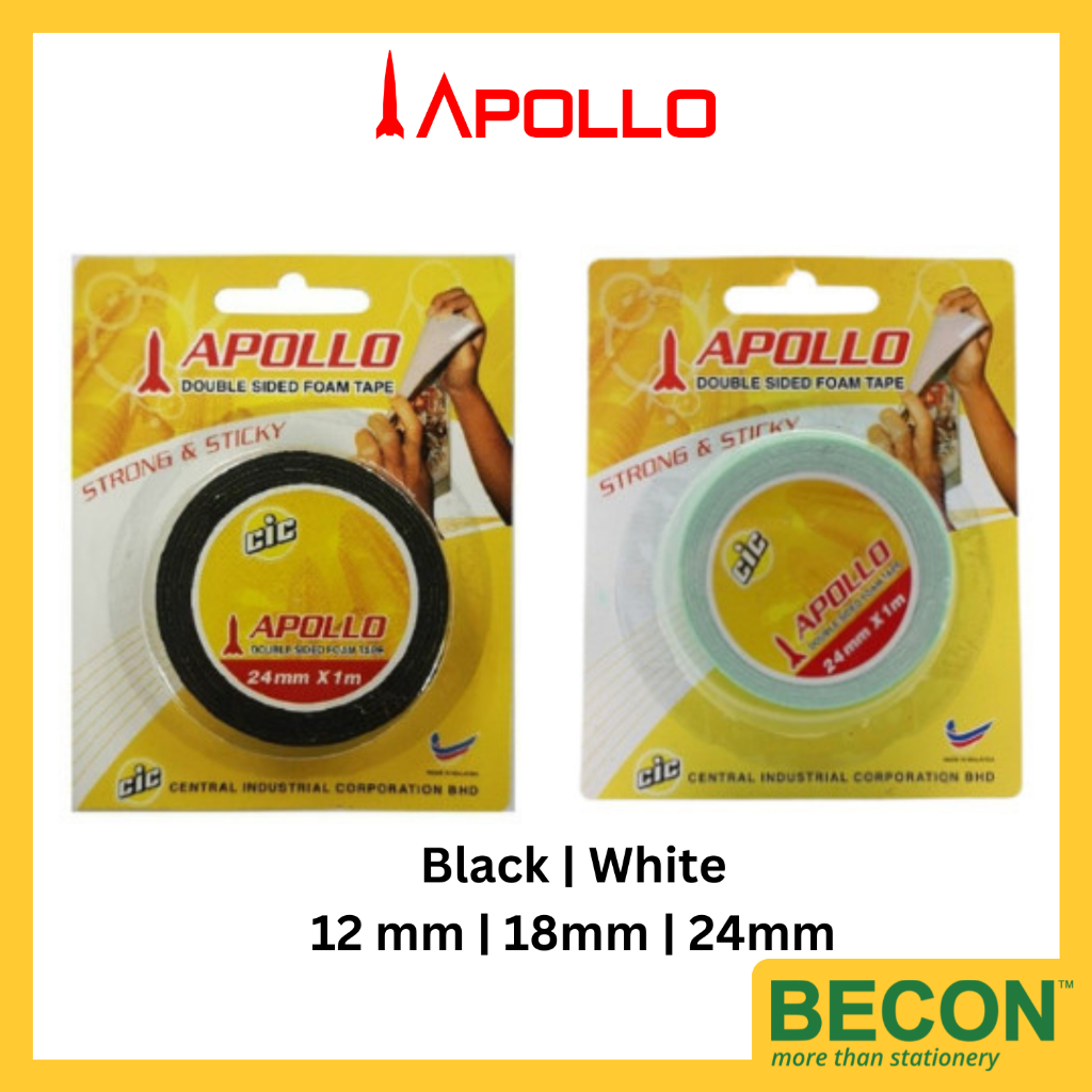 Apollo Double Sided Foam Tape 1meter [ White | Black ] 12 mm | 18mm ...