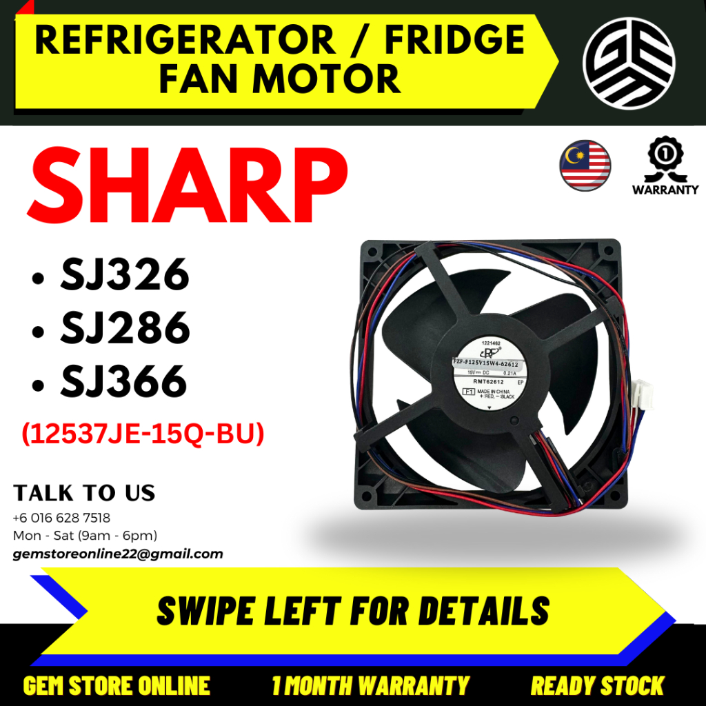 SJ326 / SJ286 / SJ366 SHARP Fridge Fan Motor / Motor Kipas Peti Sejuk ...