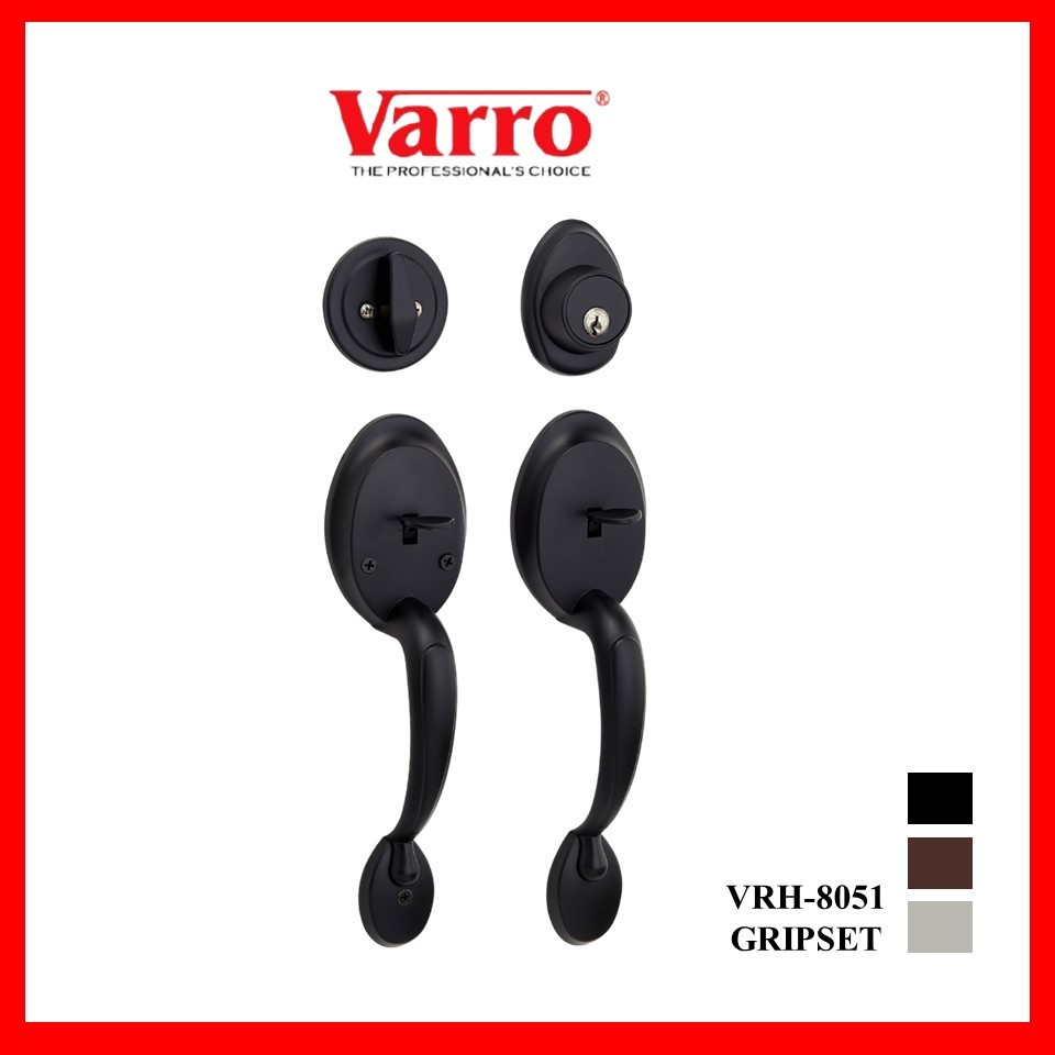 VARRO Double Handle Lockset VRH 8051 Antique Copper Satin Nickel Matt ...