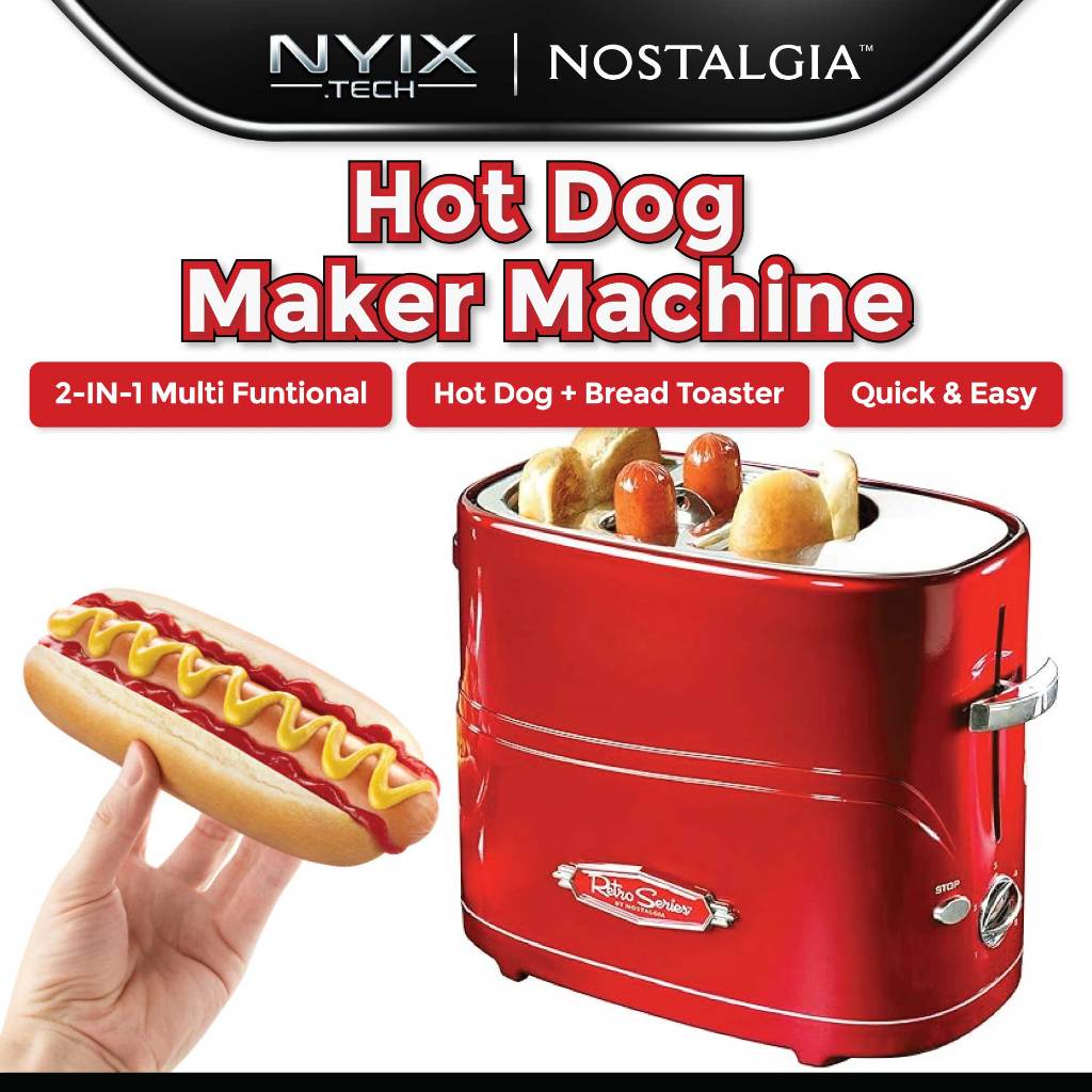 [𝐍𝐎𝐒𝐓𝐀𝐋𝐆𝐈𝐀] 2 IN 1 Hot Dog Maker Machine and Bun Toaster Breakfast 5 ...