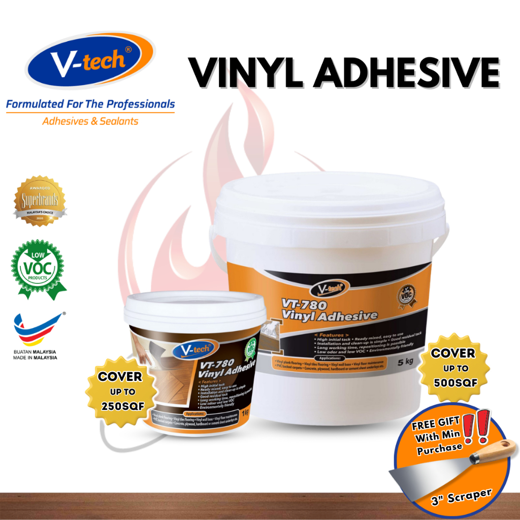 Vtech VT-780 1KG/5KG Vinyl Adhesive Sealant Flooring Glue Gam Lantai ...